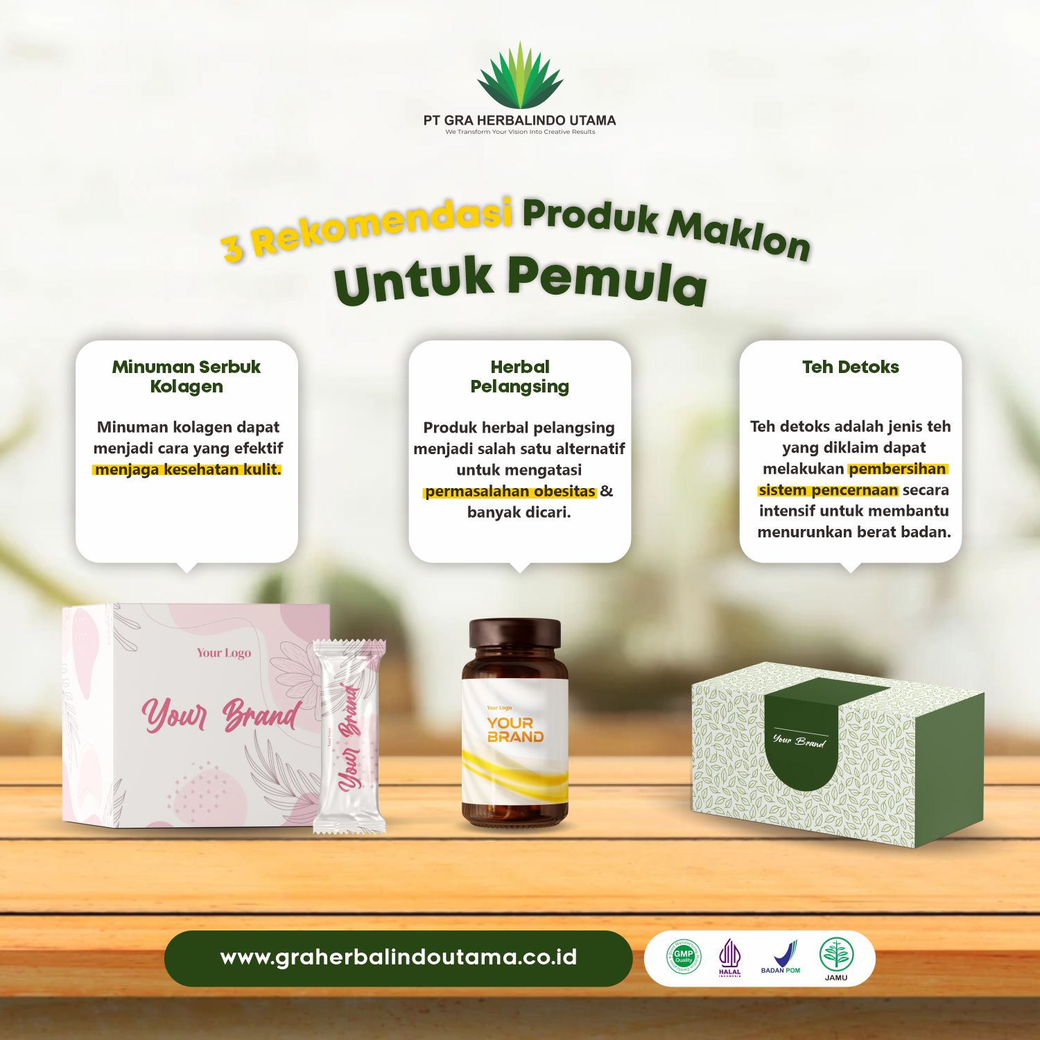 Maklon Herbal & Minuman Serbuk PT GRA Herbalindo Utama Yogyakarta